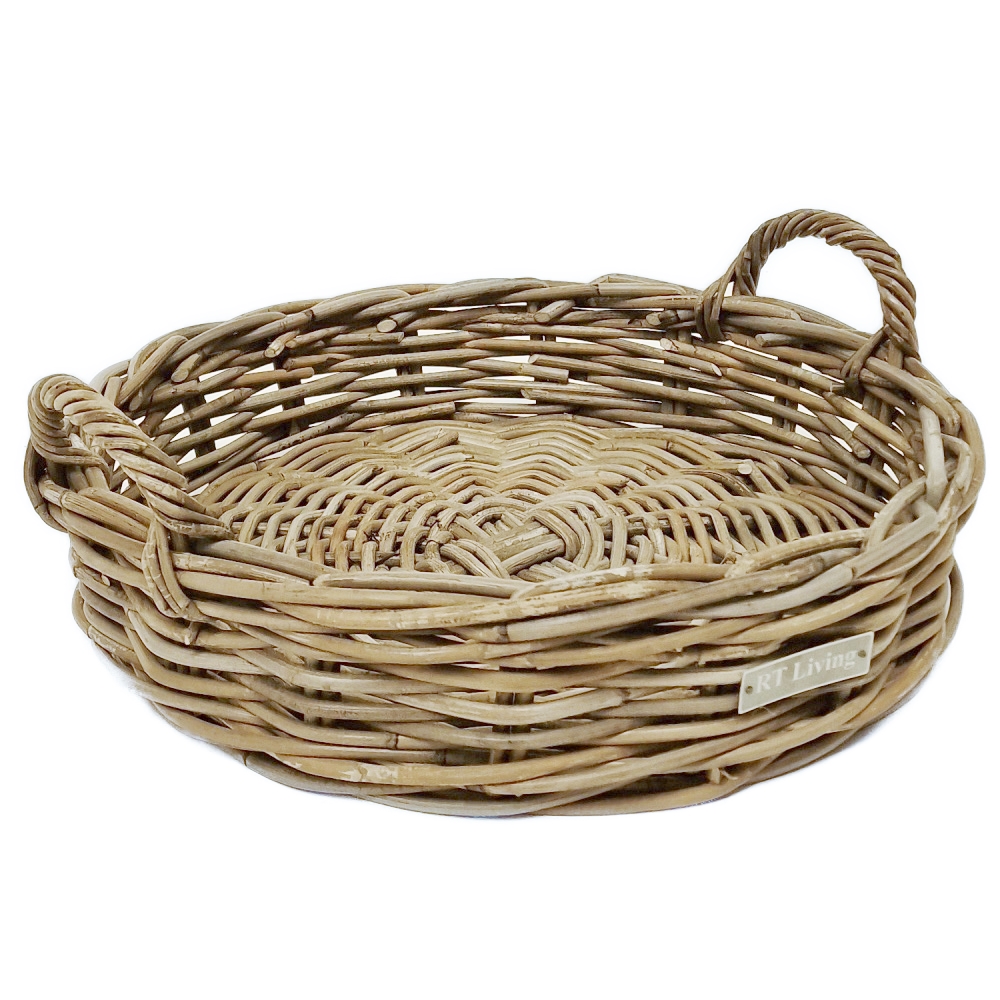 Round Grey Display Tray with Eared Handles - Roudham Trading